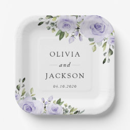 Purple Flowers, Lilac Flowers, Floral Wedding Paper Plates | Zazzle