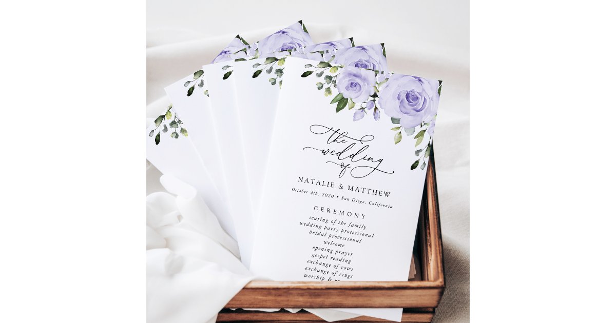 Purple Flowers, Lilac Flowers, Wedding Program | Zazzle