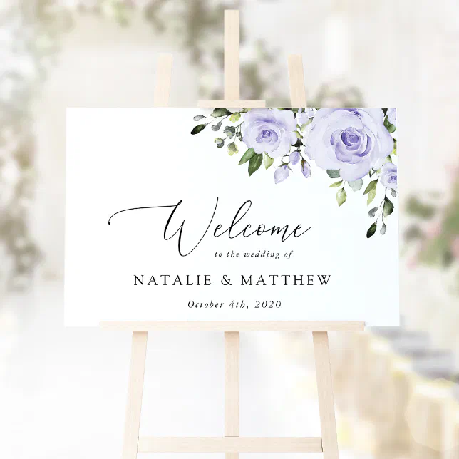 Purple Flowers, Lilac Flowers, Wedding Welcome Poster | Zazzle