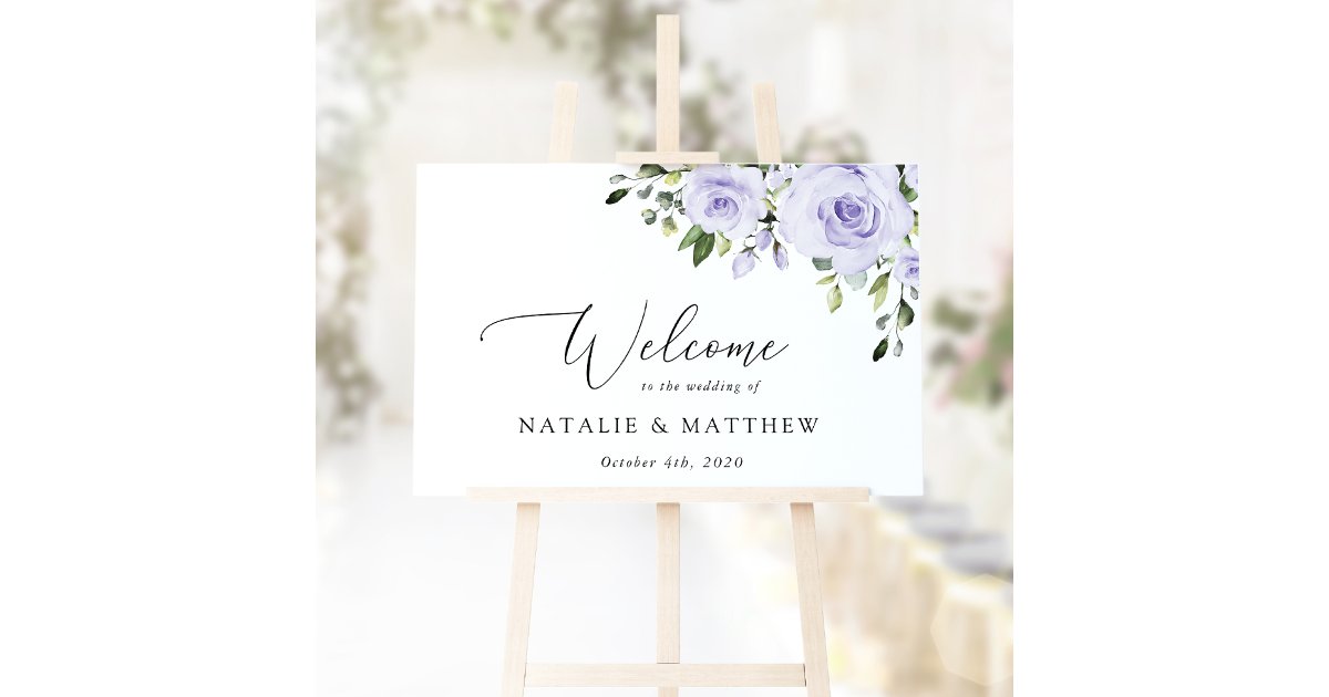 Purple Flowers, Lilac Flowers, Wedding Welcome Poster | Zazzle