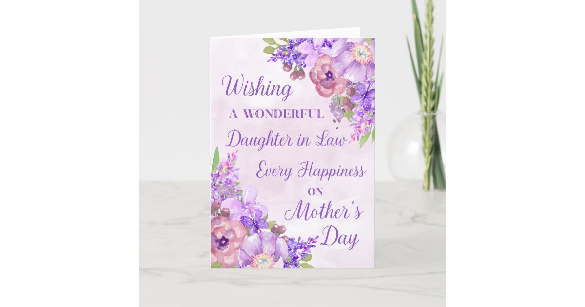 Purple Flowers Mothers Day Daughter In Law Card Zazzle