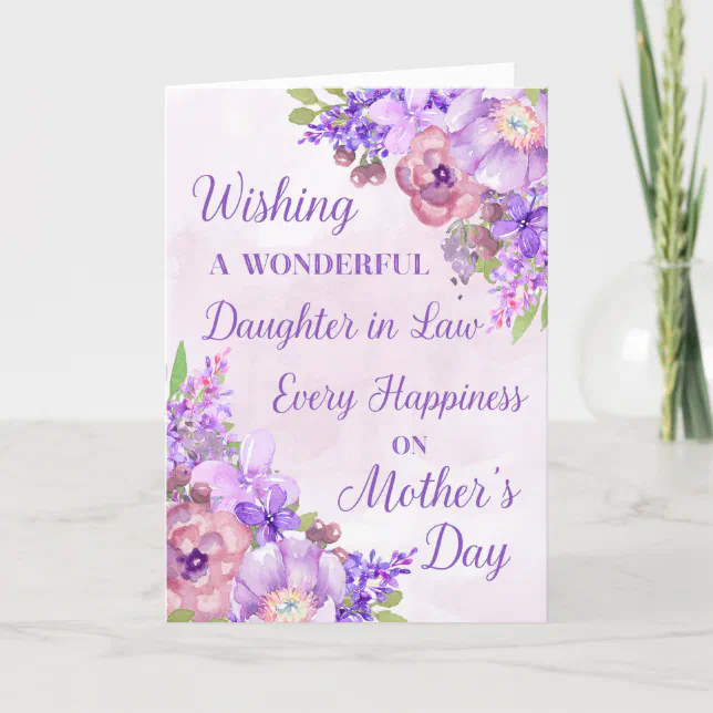 Purple Flowers Mothers Day Daughter In Law Card Zazzle