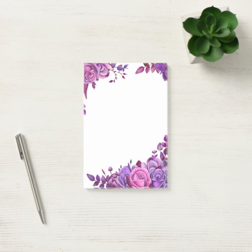 Purple flowers notes. Lilac floral. Botanical Post-it Notes | Zazzle