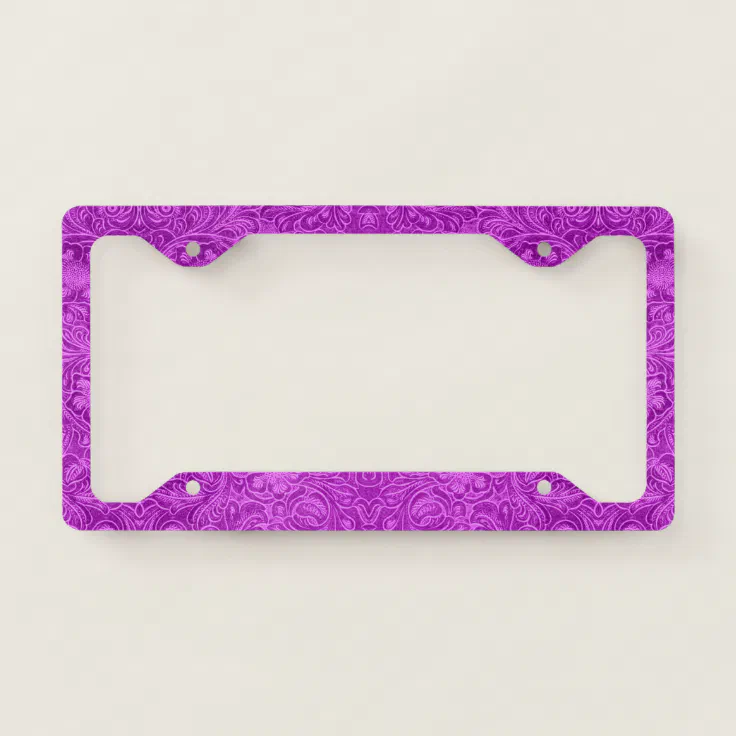 Purple flowers pattern license plate frame | Zazzle