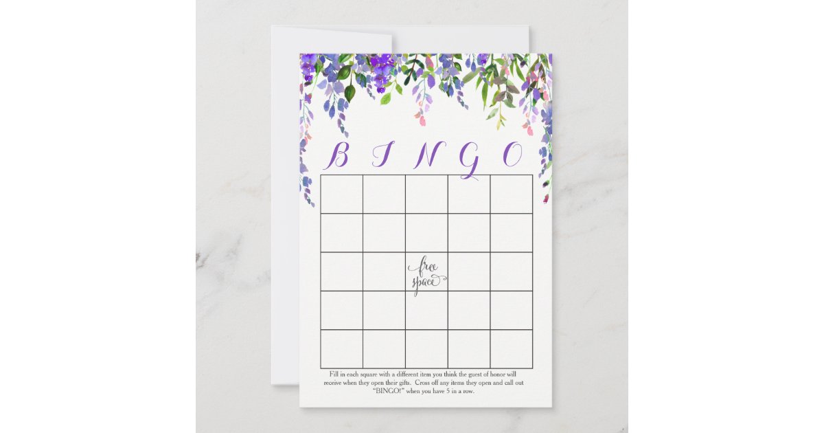 purple flowers Shower Bingo Cards | Zazzle