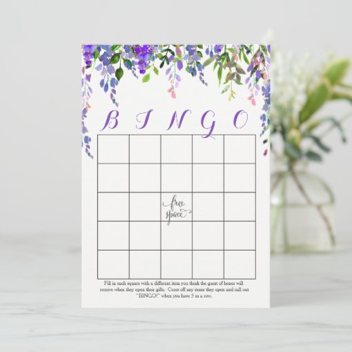 purple flowers Shower Bingo Cards | Zazzle