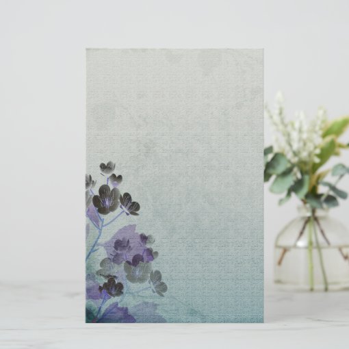Purple Flowers Stationery | Zazzle