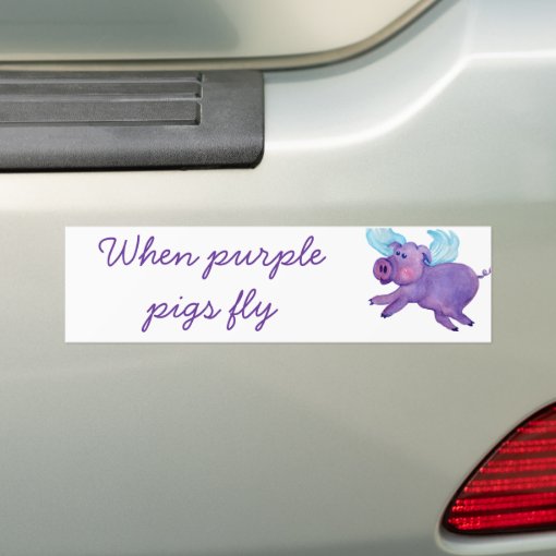 Purple Flying Pig Bumper Sticker | Zazzle