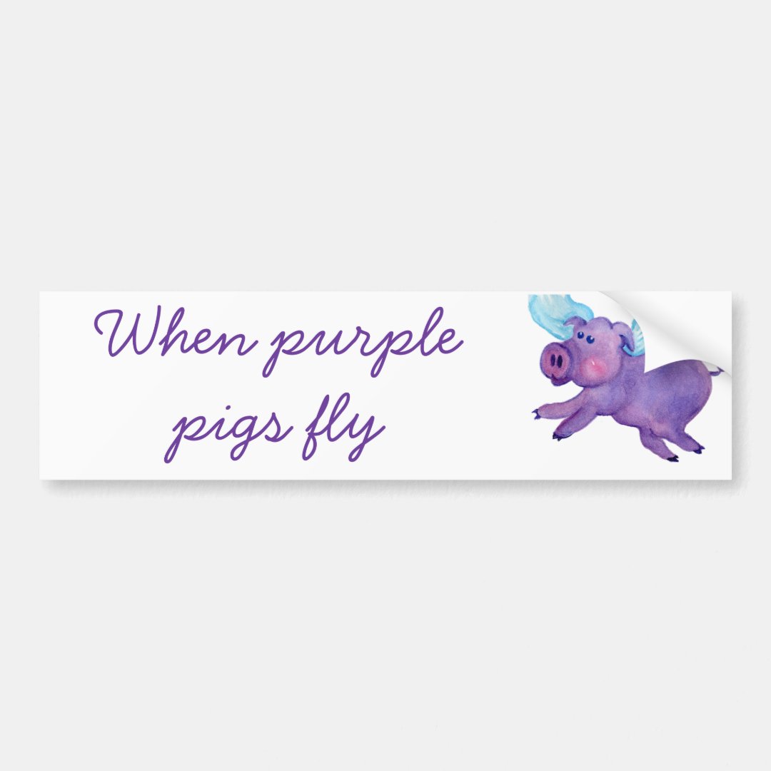 Purple Flying Pig Bumper Sticker | Zazzle