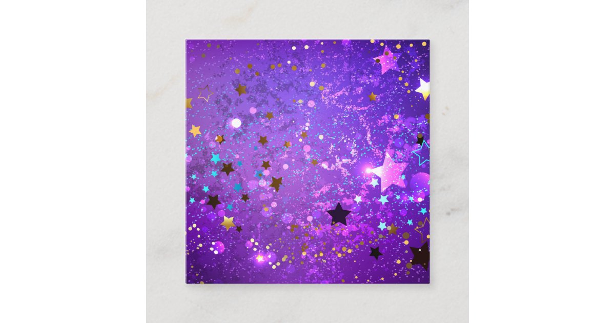 Purple foil background with Stars Calling Card | Zazzle