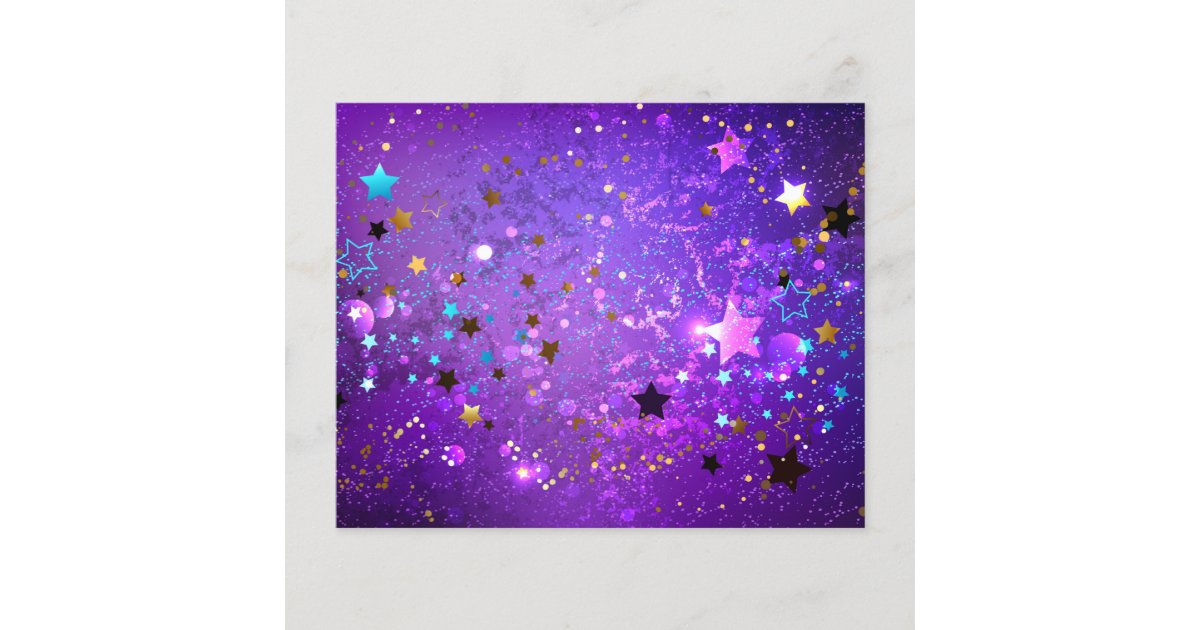 Purple foil background with Stars Flyer | Zazzle