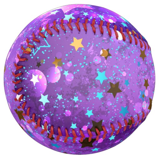 Purple foil background with Stars Softball | Zazzle
