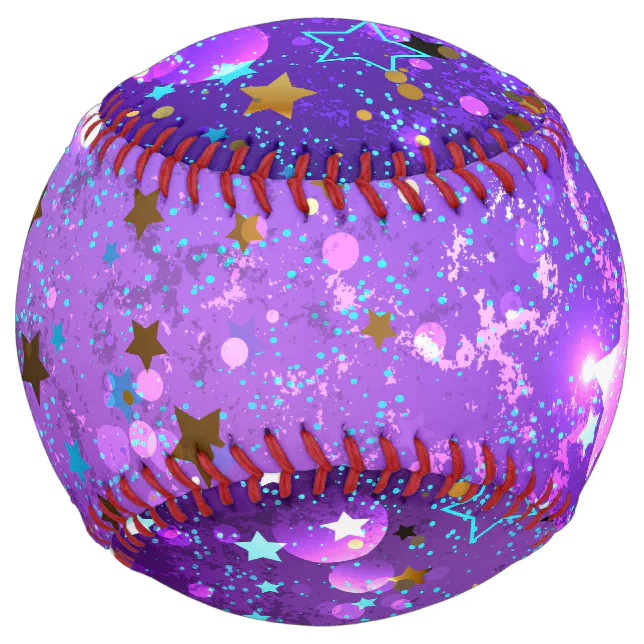 Purple foil background with Stars Softball | Zazzle