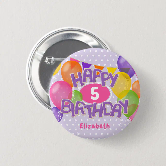 purple frosted cookies w balloons happy birthday button | Zazzle