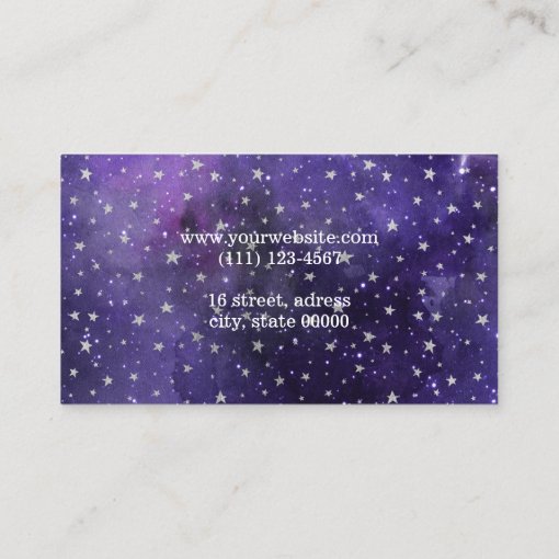 Purple Galaxy and Stars with Brushstroke Business Card | Zazzle