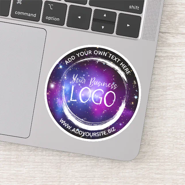 Purple Galaxy Cluster Business Logo Circle Sticker | Zazzle