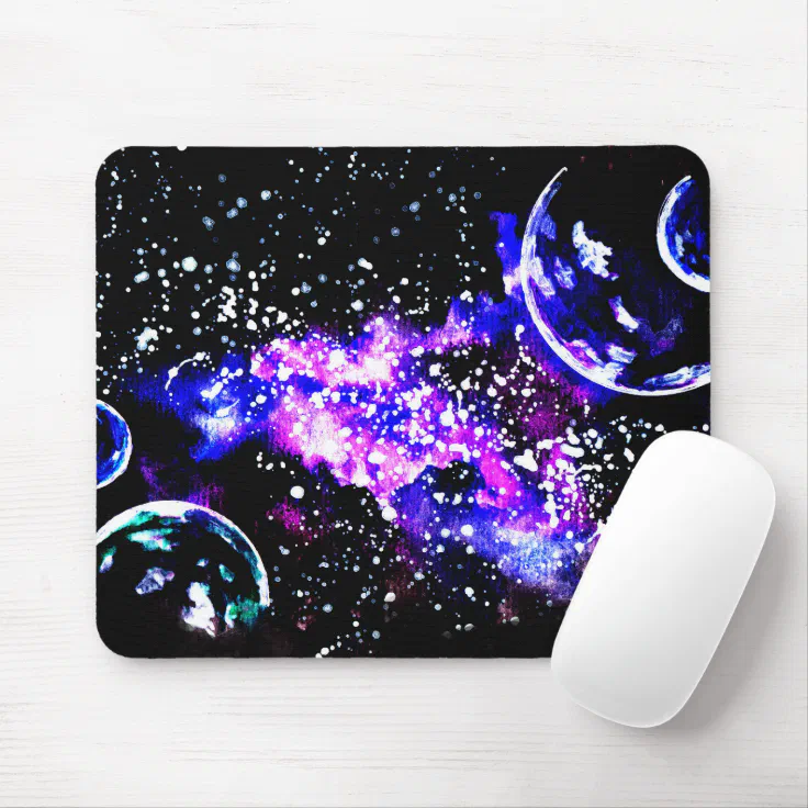 Purple Galaxy Nebula and Planets Mouse Pad | Zazzle