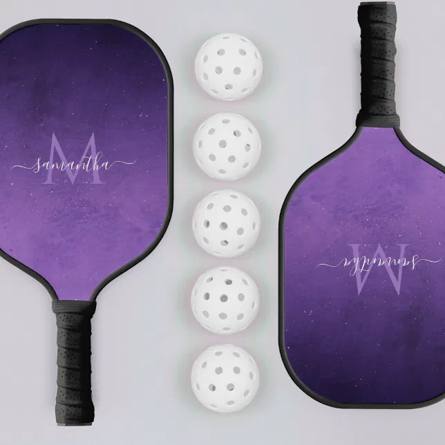 Purple Galaxy Universe Custom Monogram & Name Pickleball Paddle | Zazzle