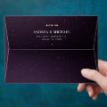 Purple Galaxy Universe Gold Moon Celestial Wedding Envelope | Zazzle