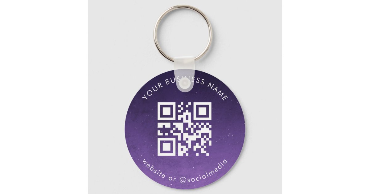 Purple Galaxy Your Custom Business Qr Code Scan Keychain | Zazzle