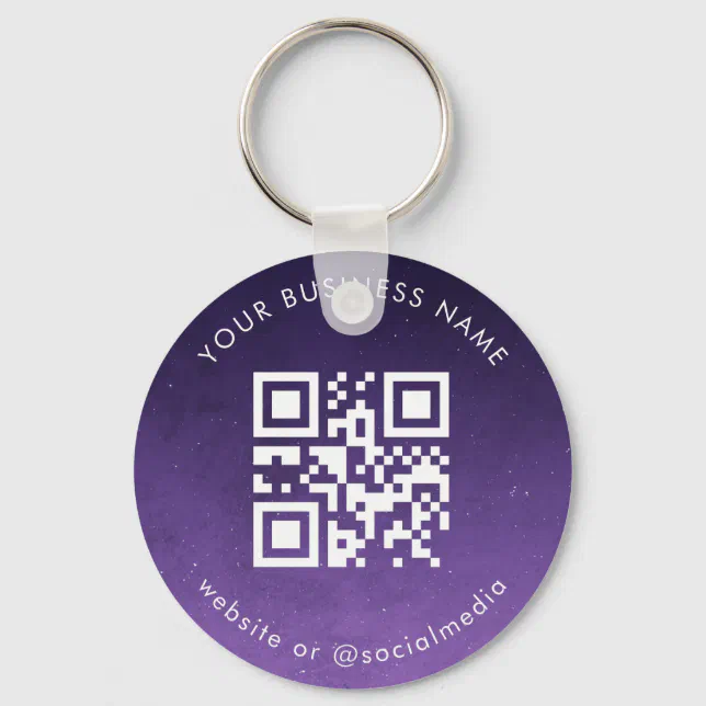 Purple Galaxy Your Custom Business Qr Code Scan Keychain | Zazzle