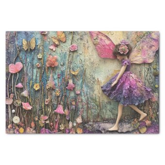 PURPLE GARDEN FLORAL FAIRY DECOUPAGE TISSUE PAPER | Zazzle