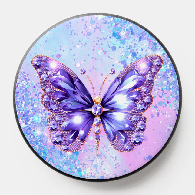 purple gems butterfly PopSocket | Zazzle
