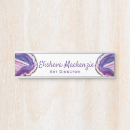 Purple Geode Office Door Sign Name Plate | Zazzle