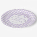 Purple Gingham Coquette Bow Baby Shower Paper Plates | Zazzle