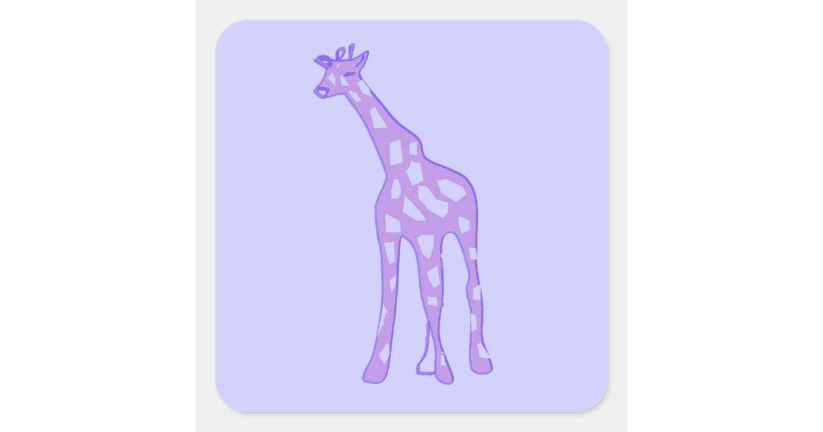 purple giraffe square sticker | Zazzle