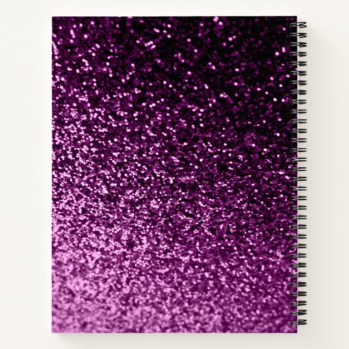 Purple girly glitter shiny glam monogrammed notebook | Zazzle