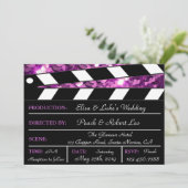 Purple Glamour Clapper Board Wedding Invite | Zazzle