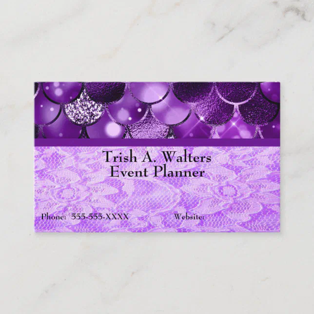 Purple Glamour Event Planner Business Card | Zazzle