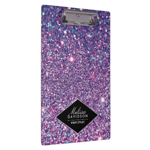 Purple Glitter and Glamour Beauty Personalized Clipboard | Zazzle