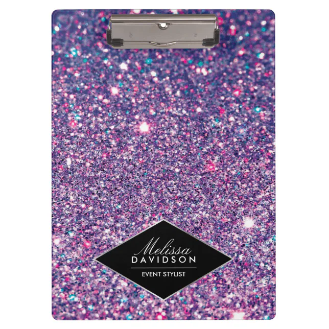 Purple Glitter and Glamour Beauty Personalized Clipboard | Zazzle
