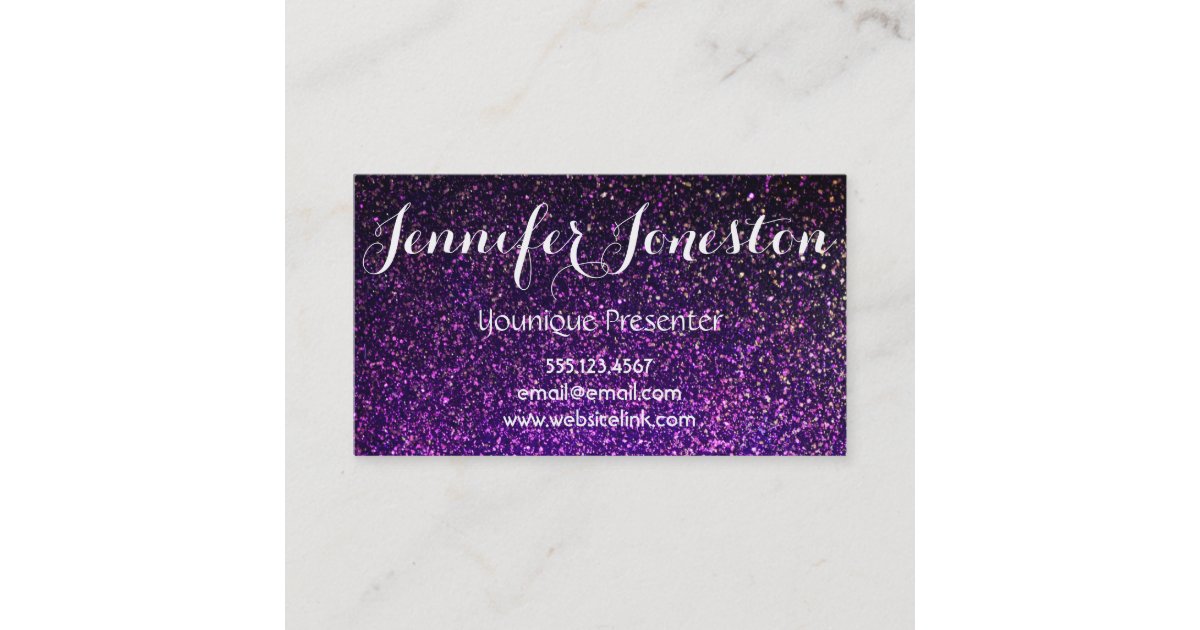 purple glitter business cards, presenter cards | Zazzle