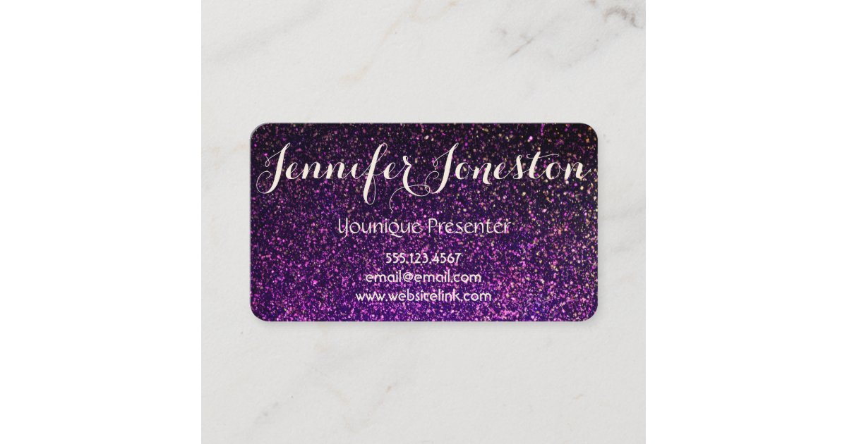 purple glitter business cards, presenter cards | Zazzle