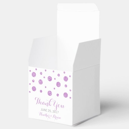 Purple Glitter Confetti Wedding Favor Boxes | Zazzle