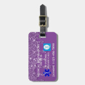 Purple Glitter CPAP Machine Carry-On Luggage Tag | Zazzle