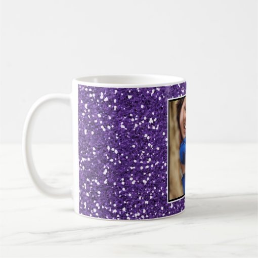 Purple Glitter Custom Photo Coffee Mug | Zazzle