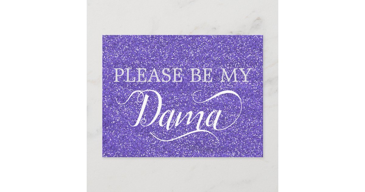Purple Glitter Dama Quinceanera Dama Proposal Invitation Postcard | Zazzle