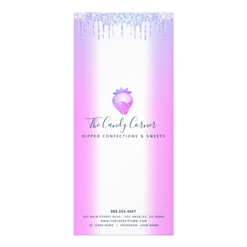 Purple Glitter Drip Strawberry Sweets Dessert Menu | Zazzle