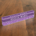 Purple Glitter (faux) Personalized Name Desk Name Plate | Zazzle