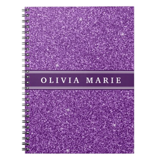 Purple Glitter (faux) Personalized Name Notebook | Zazzle.com