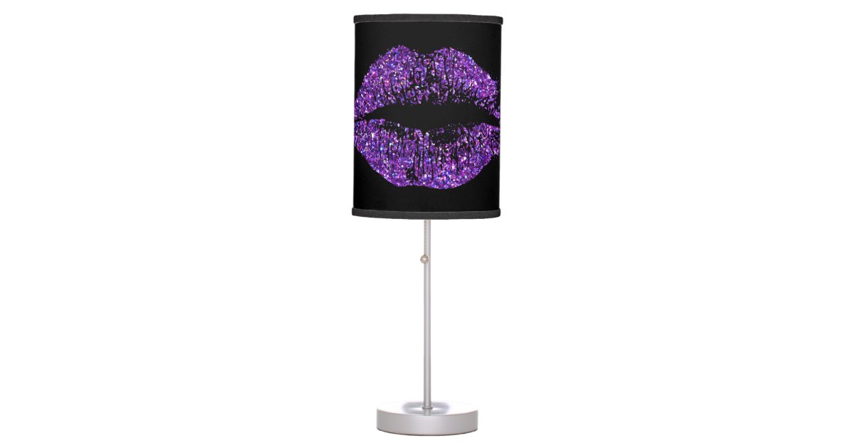 Purple Glitter Lips #3 Table Lamp | Zazzle