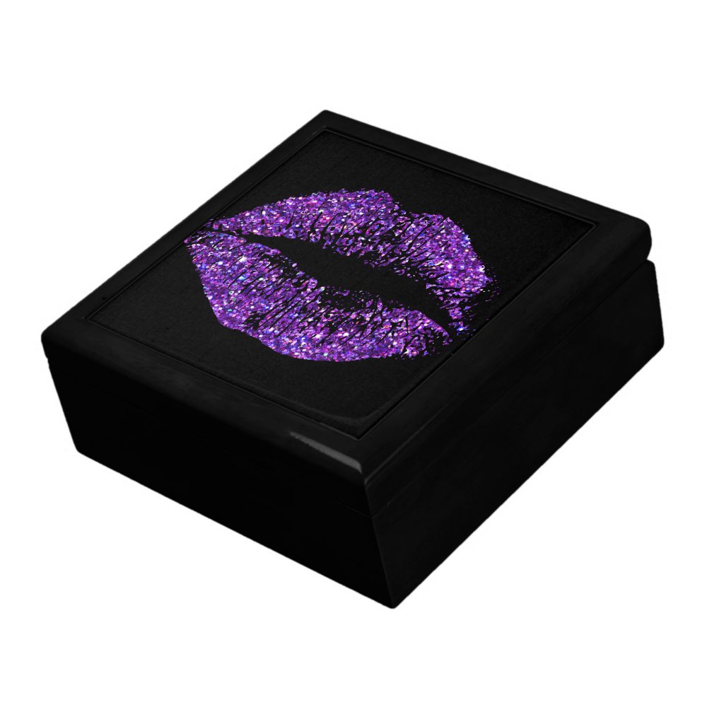 Purple Glitter Lips Wooden Jewelry Keepsake Boxes sold by Michal ...