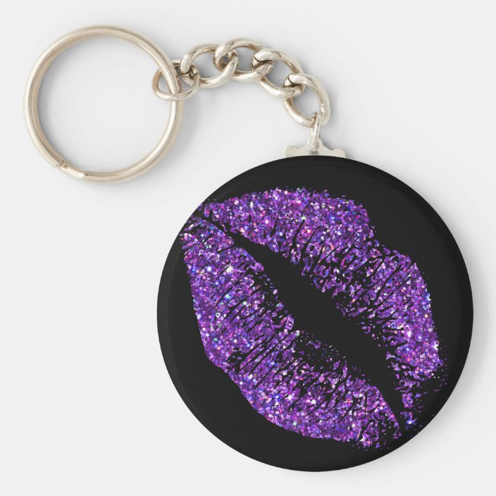 Purple Glitter Lips Keychain | Zazzle.com