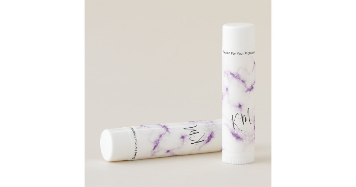 Purple Glitter Marble Personalized Lip Balm | Zazzle