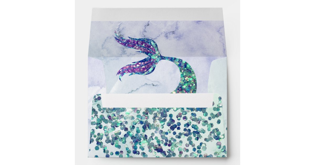 Purple Glitter Mermaid Envelope | Zazzle