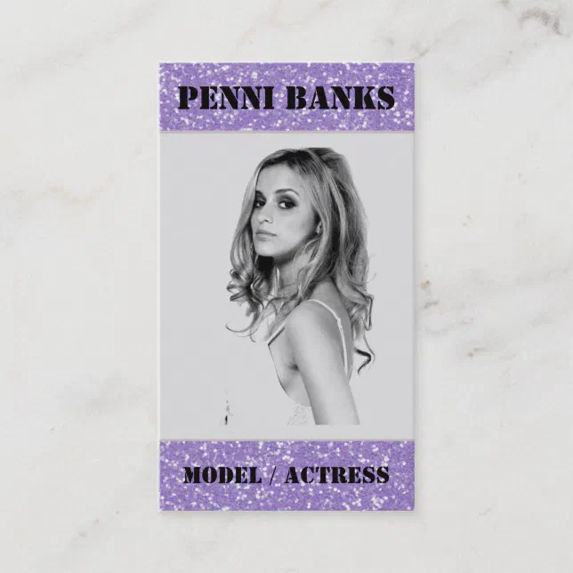 Purple Glitter Model Actress Singer Business Cards | Zazzle